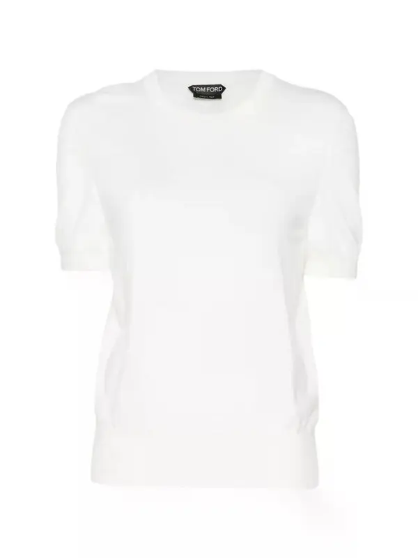 TOM FORD Fine Knit Crew Neck Short Sleeve T-shirt - White