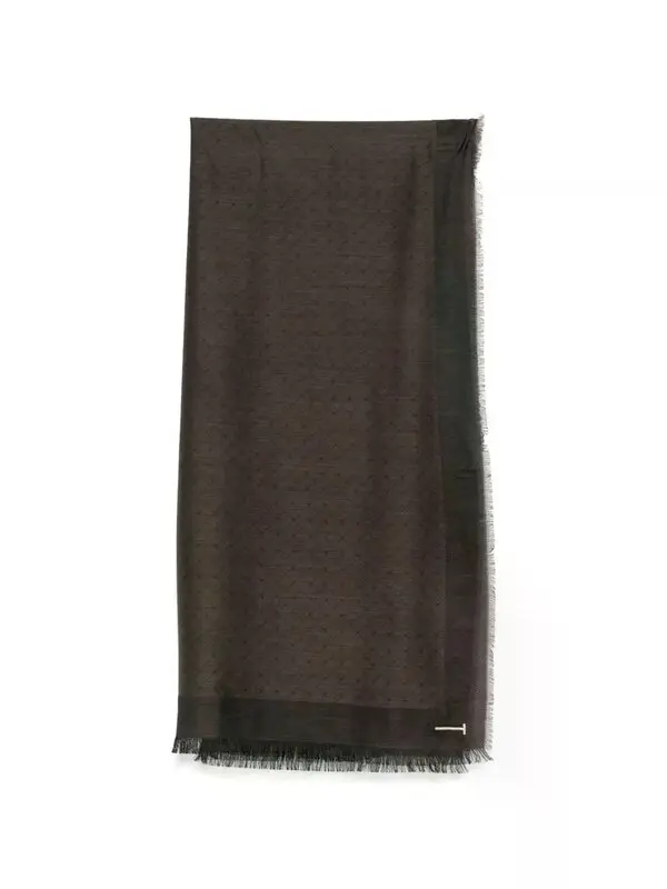 TOM FORD Monogram-jacquard Fringed Scarf - Brown
