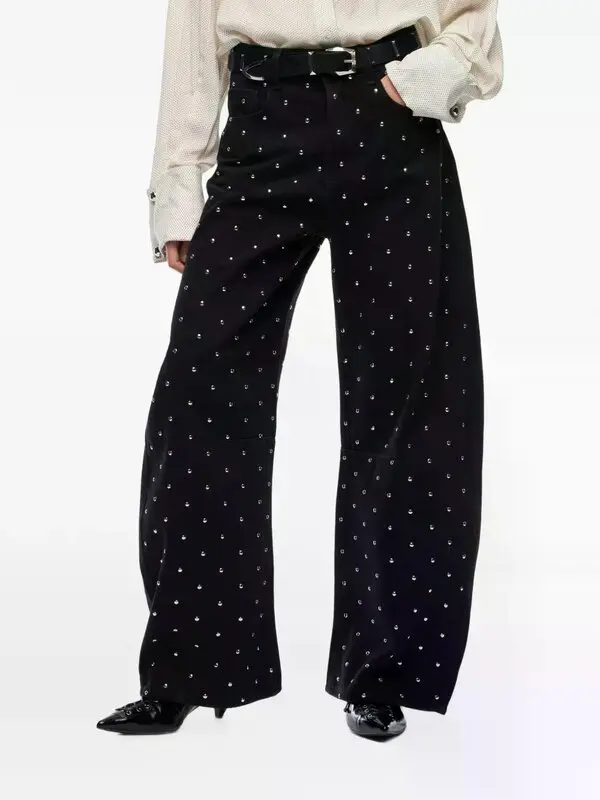 Pinko Crystal Embellished Denim Jeans - Black