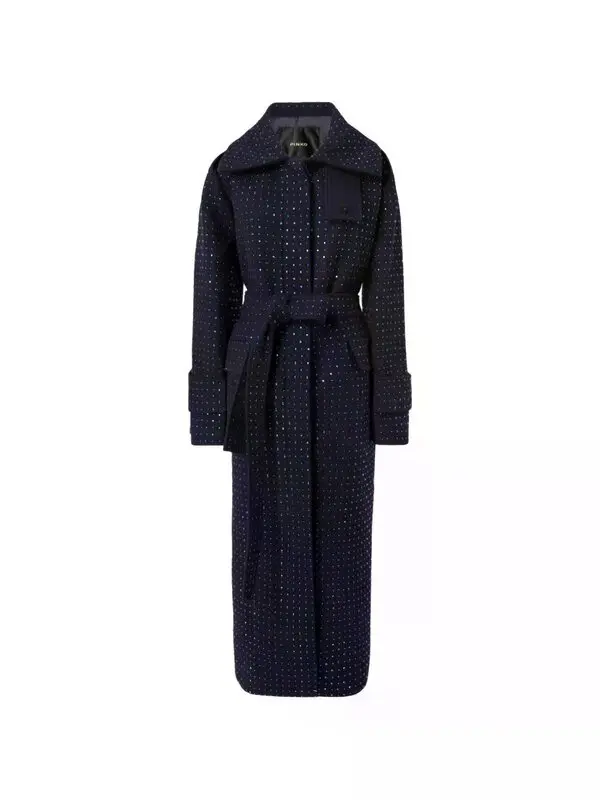 Pinko Rhinestone-embellished Belted Coat