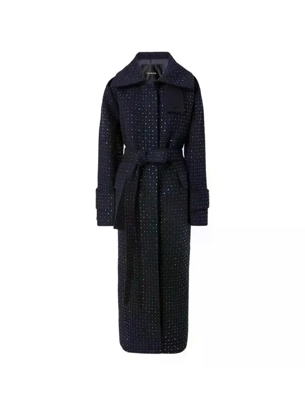 Pinko Rhinestone-embellished Belted Coat