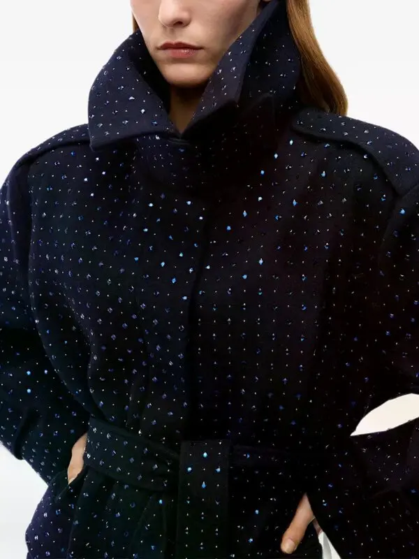 Pinko Rhinestone-embellished Belted Coat
