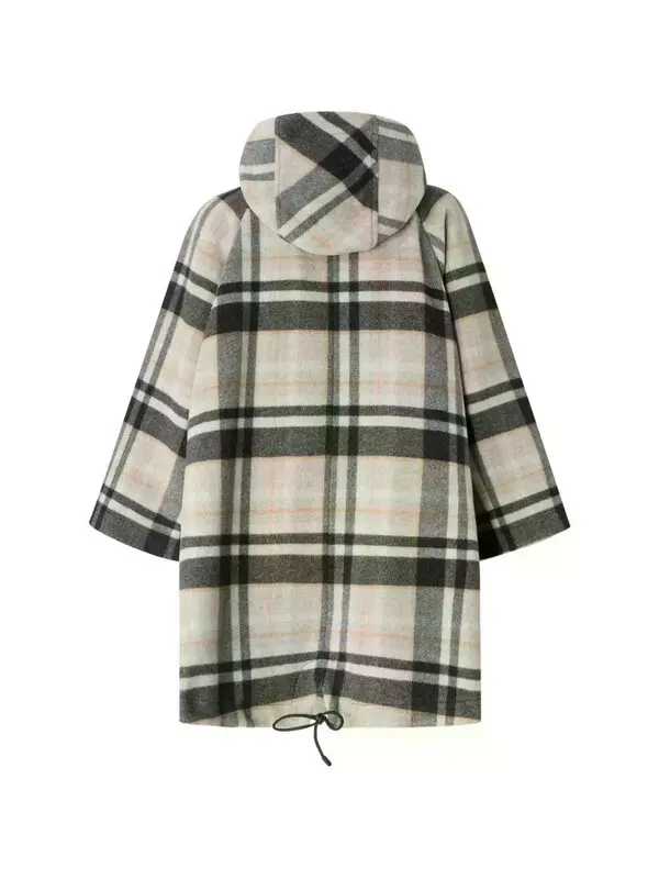 Pinko Check Hooded Coat - Neutrals