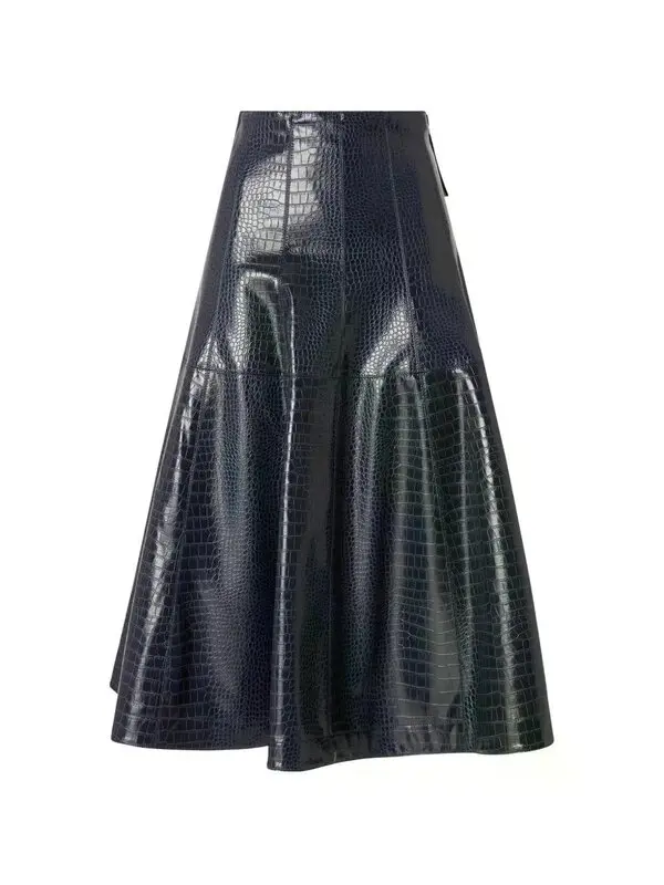 Pinko Croc-effect Flared Midi Skirt