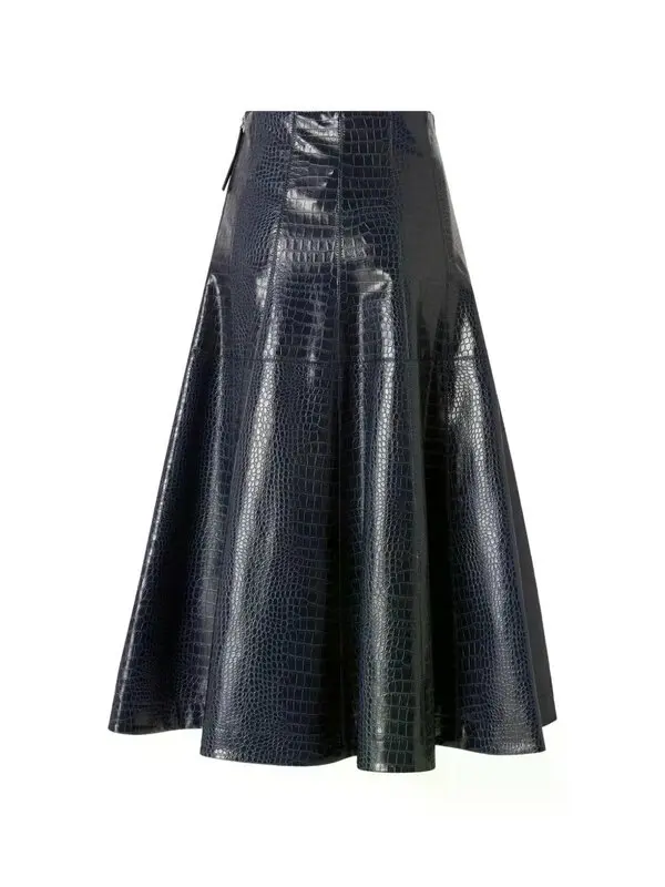 Pinko Croc-effect Flared Midi Skirt