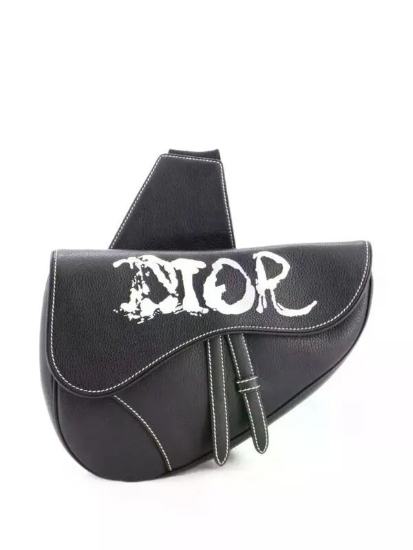 Dior Peter Doig Saddle Bag Printed Leather Medium Crossbody Bag