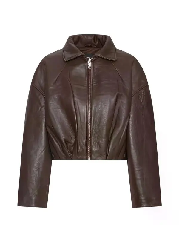 ROTATE BY BIRGER CHRISTENSEN Bonded Leather Jacket - Brown