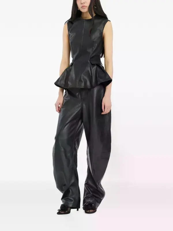 ROTATE BY BIRGER CHRISTENSEN Barrel-leg Leather Pants