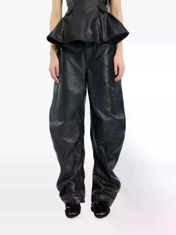 ROTATE BY BIRGER CHRISTENSEN Barrel-leg Leather Pants