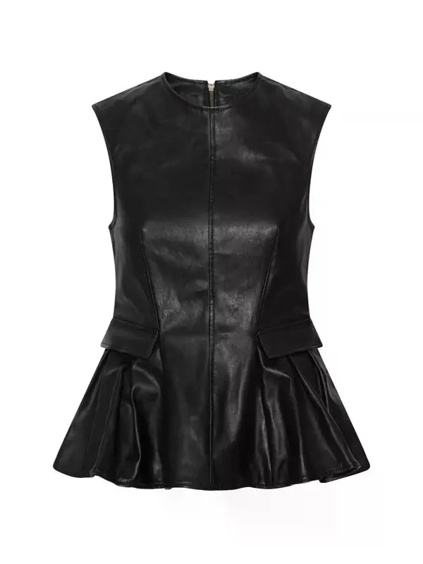 ROTATE BY BIRGER CHRISTENSEN Peplum Leather Top