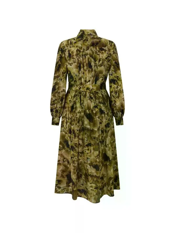 Alberta Ferretti Floral-print Pleated Maxi Shirt Dress