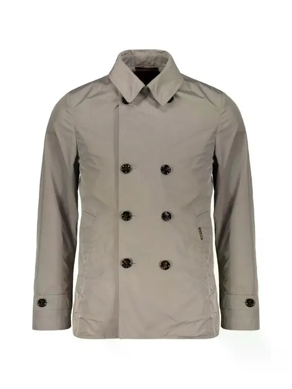 MOORER Double-breasted Spread-collar Jacket - Grey