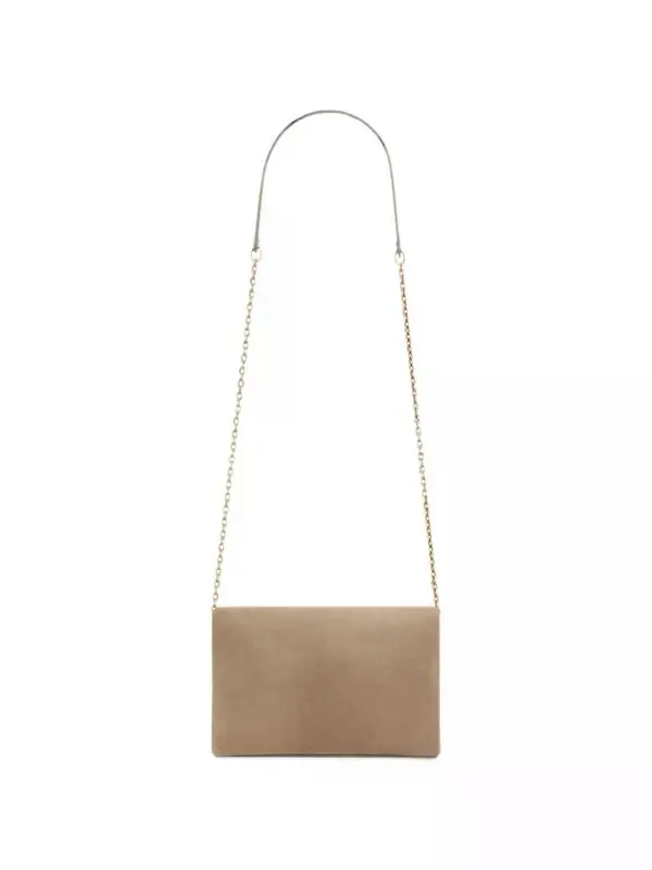 Saint Laurent Cassandre Small Chain Pouch In Suede