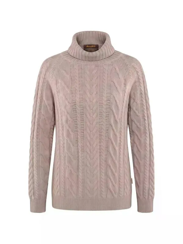 MOORER Cable-knit Roll-neck Sweater