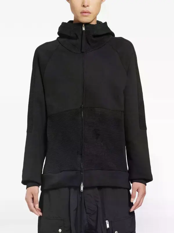 THOM KROM Zip-up Panelled Hoodie - Black