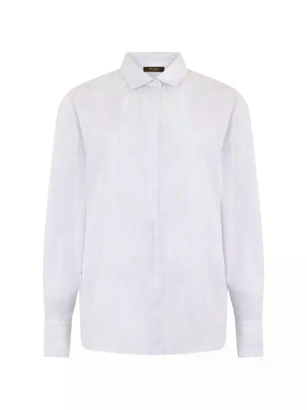 MOORER Vertical-stripe Rounded-hem Shirt