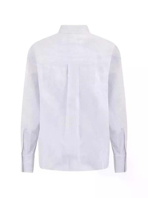MOORER Vertical-stripe Rounded-hem Shirt