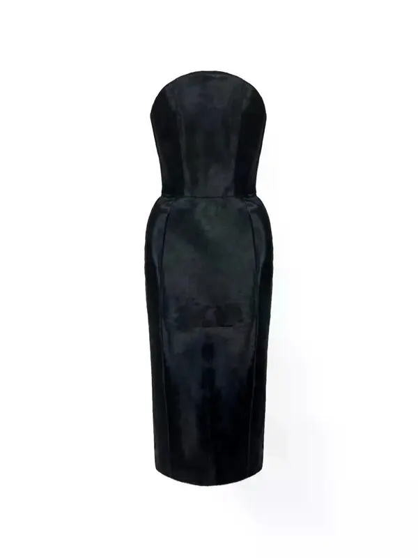 Elisabetta Franchi Midi Leather Dress With Geometric Silhouette And Corsetry Lacing
