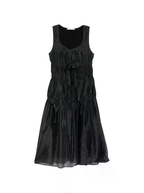 Cecilie Bahnsen Sheer Finish Ruched Dress With Bow Detail