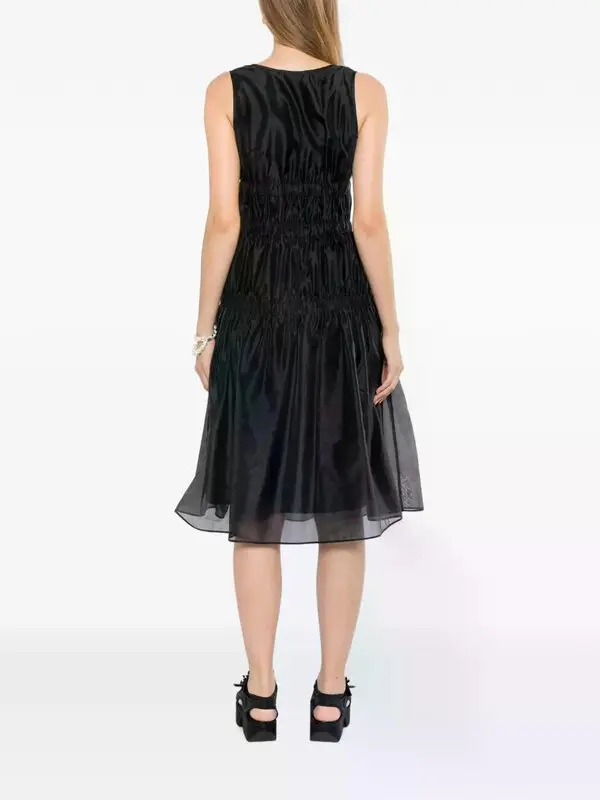 Cecilie Bahnsen Sheer Finish Ruched Dress With Bow Detail