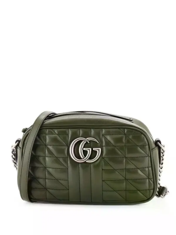 Gucci Gg Marmont Shoulder Bag Mixed Matelasse Leather Small Crossbody Bag - Green