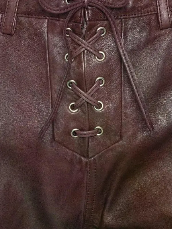 ROTATE BY BIRGER CHRISTENSEN Flared Leather Capri Pants Mahogany