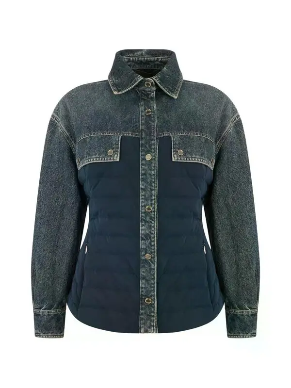 MOORER Panelled Quilted Denim Trim Jacket
