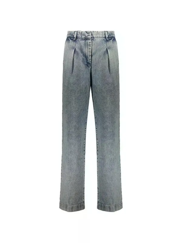 MOORER Pleated-detail Acid-wash Jeans