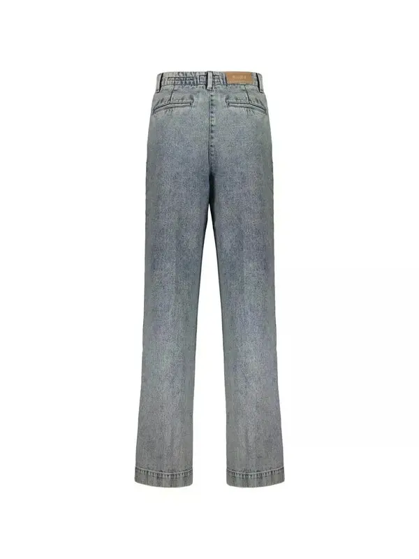 MOORER Pleated-detail Acid-wash Jeans