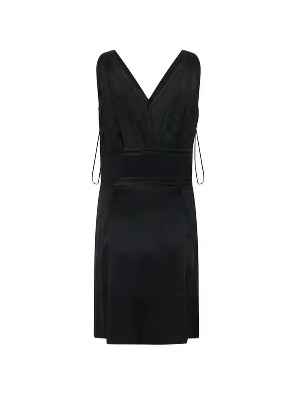 Alberta Ferretti V-neck Panelled Flared Knee-length Dress - Black