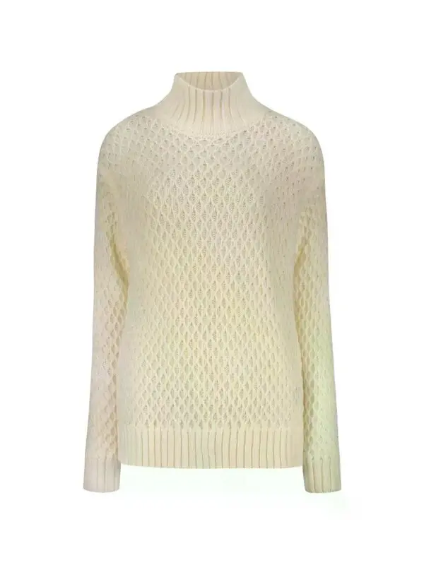 MOORER Pointelle-knit High-neck Sweater - White