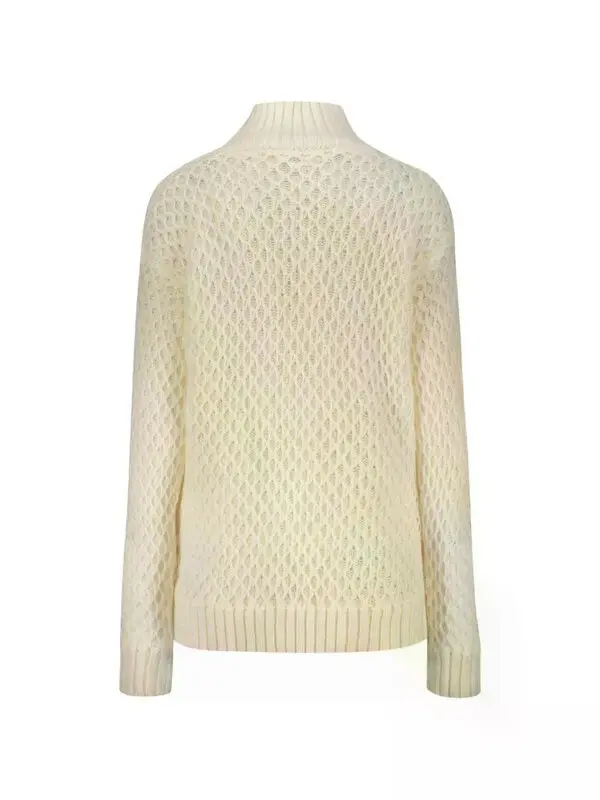 MOORER Pointelle-knit High-neck Sweater