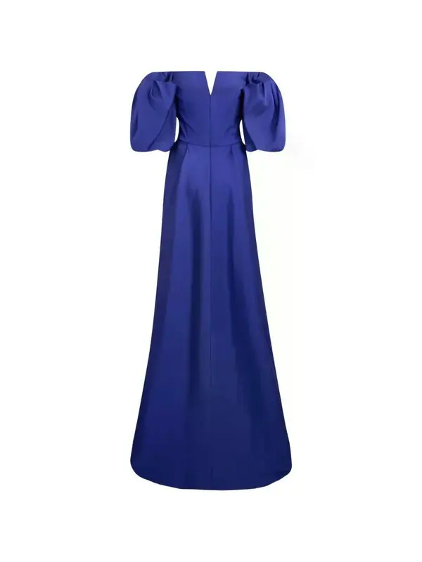 Alberta Ferretti Off-the-shoulder Puff-sleeve Maxi Dress - Blue