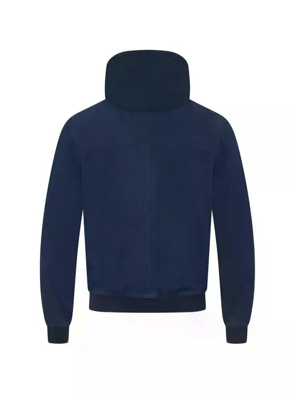 MOORER Darren Ur Hooded Button-up Leather Jacket - Blue