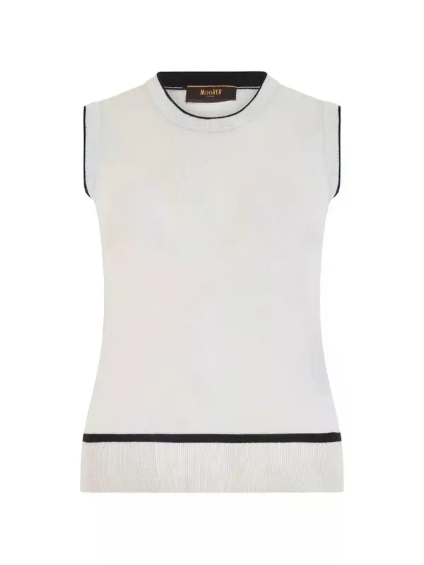 MOORER Ribbed-knit Contrast-trim Vest