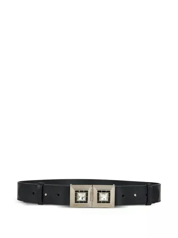 Alberta Ferretti Crystal-embellished Leather Belt - Black
