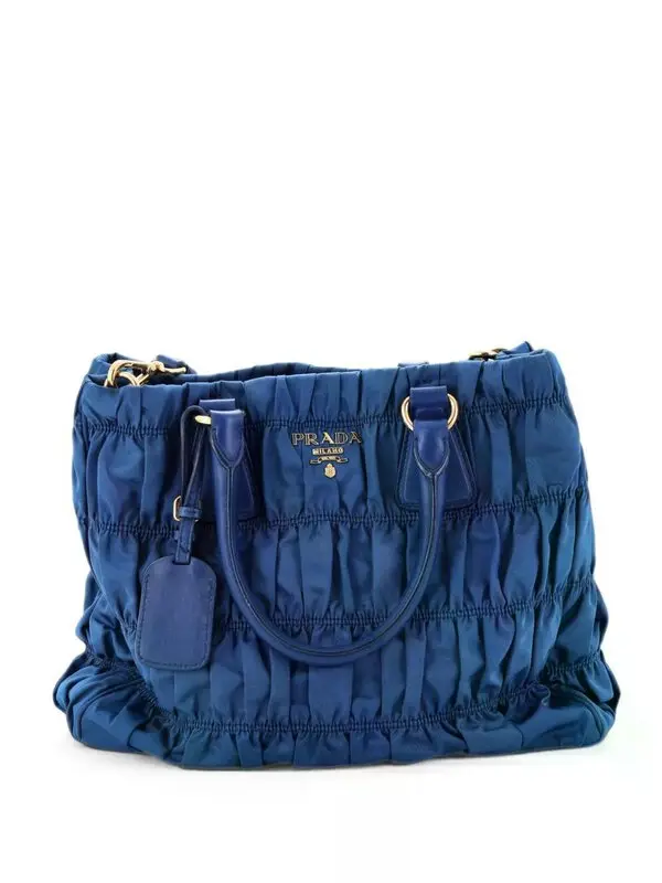Prada Gaufre Convertible Leather And Tessuto Tote Bag