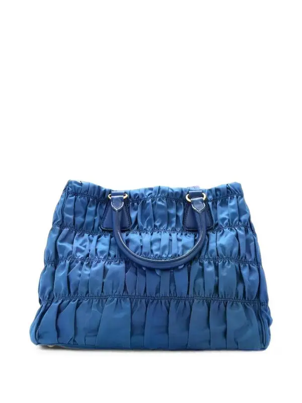 Prada Gaufre Convertible Leather And Tessuto Tote Bag