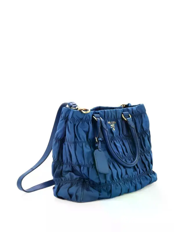 Prada Gaufre Convertible Leather And Tessuto Tote Bag