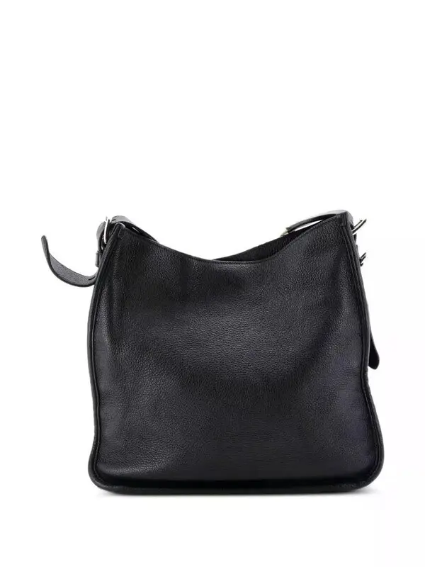 Prada Logo Strap Leather Medium Hobo Bag - Black