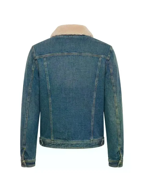 MOORER Faux Fur Collar Denim Jacket