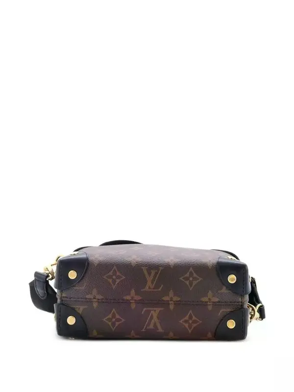LOUIS VUITTON Petite Malle Souple Handbag Monogram Canvas With Leather Shoulder Bag - Black