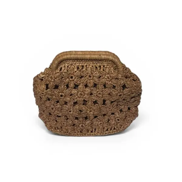 ZANATANY CONCEPTS Flowery Raffia High Clutch