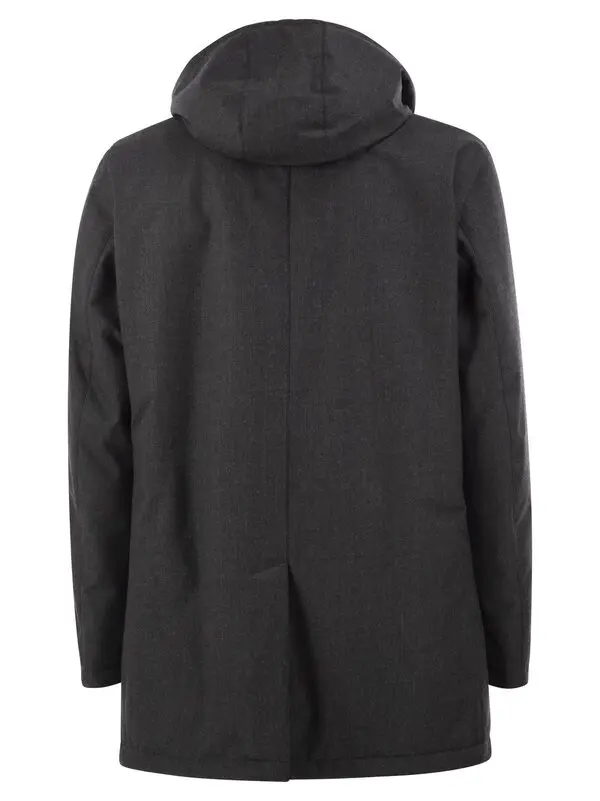 Herno Technical Wool-blend Hooded Coat