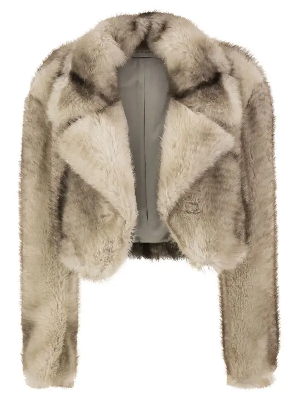 Sportmax Faux Fur Cropped Jacket - Cream