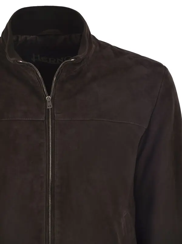Herno Suede Goatskin Zip-up Bomber Jacket