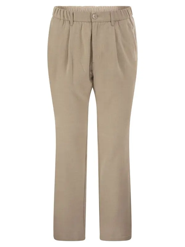Herno Wool And Modal-blend Trousers With Elasticated Waist