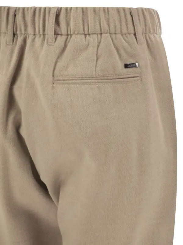 Herno Wool And Modal-blend Trousers With Elasticated Waist