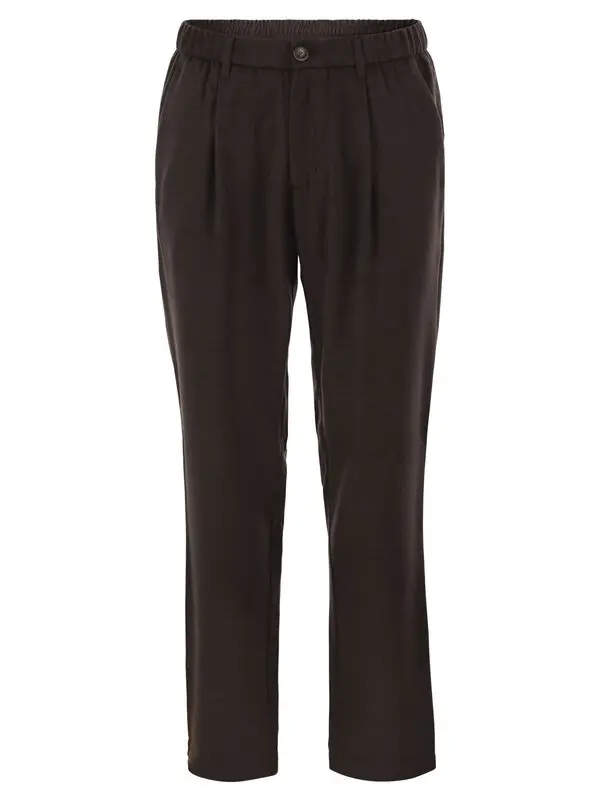 Herno Wool And Modal-blend Trousers With Elasticated Waist