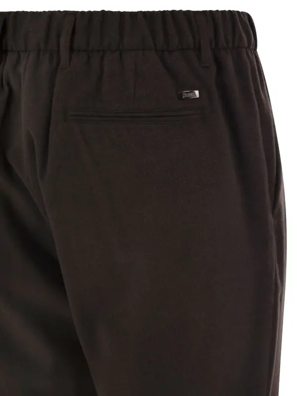 Herno Wool And Modal-blend Trousers With Elasticated Waist